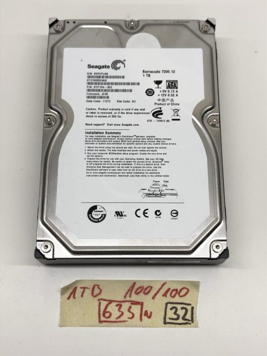 Seagate Barracuda 1TB SATA HDD használt merevlemez 3,5” 7200